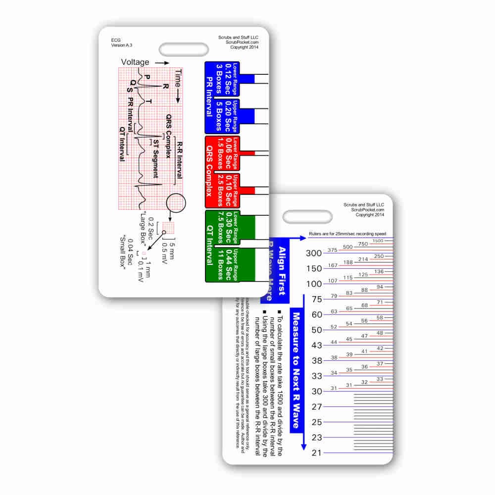 Ekg Ruler Badge Pocket Card Vertical for Nurse Paramedic EMT