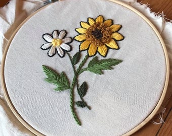 Sunflower embroidery | Etsy
