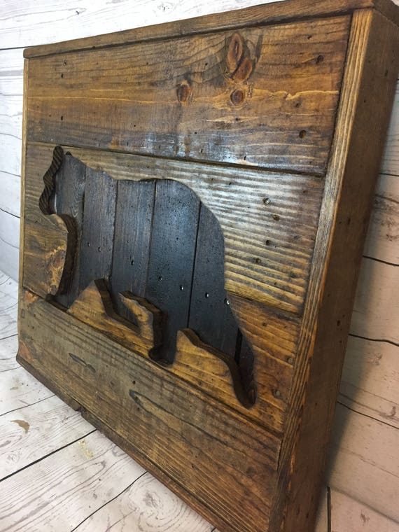 Wooden Black Bear Silhouette Pallet sign Hunting decor and