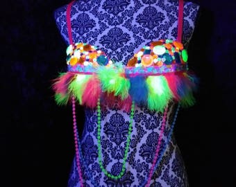 Rainbow Rave Outfit Rainbow EDC Outfit Sexy Clown Costume