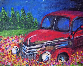 Old truck paintings | Etsy