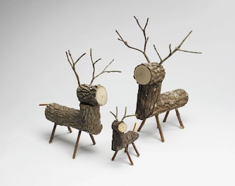 Log reindeer | Etsy