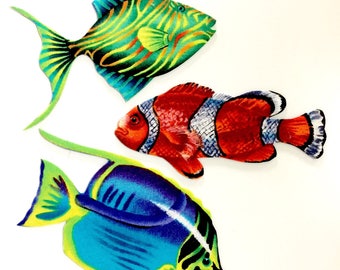 Fish Magnet Set or Fish Pinback Button Set Cute Fish Fridge