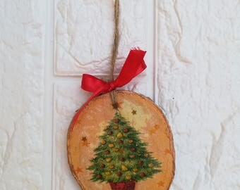 Wood disc ornament | Etsy