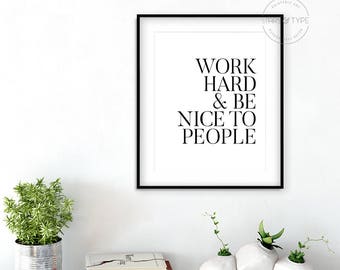 Work hard print | Etsy