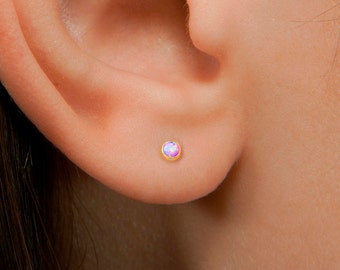 3mm stud earrings | Etsy