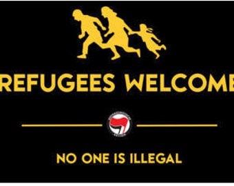 Refugees welcome button or magnet / Pro-refugee pin