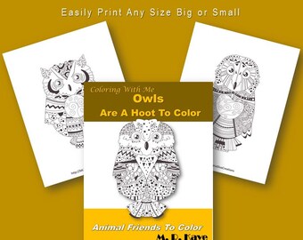 Owl coloring | Etsy