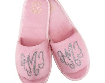 Monogram slippers | Etsy