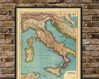 Italy map | Etsy