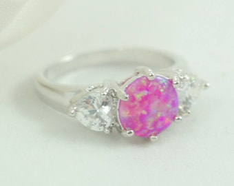 Pink fire opal ring | Etsy
