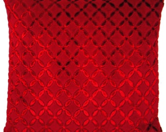 Red velvet cushion | Etsy