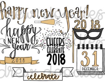 New year clip art | Etsy
