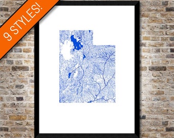 River basins of the US in rainbow colours high resolution