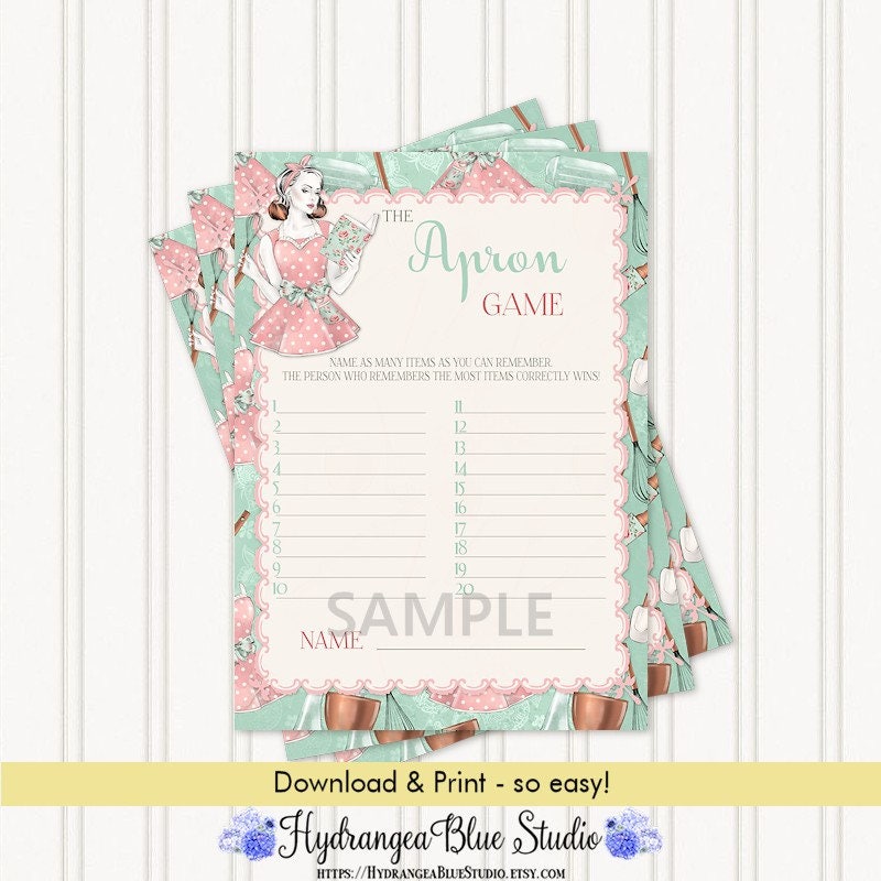 Apron Bridal Shower Game Retro Housewife Vintage 50s
