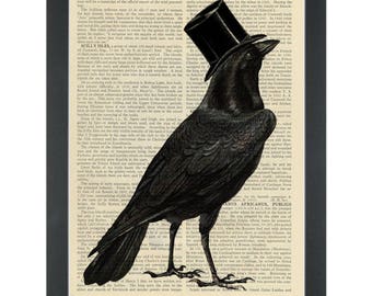 Crow with top hat | Etsy