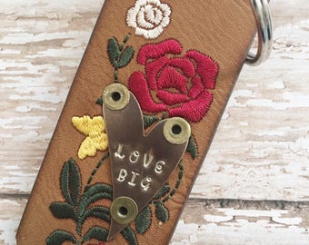 Embroidered keychain | Etsy