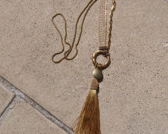 Gold ribbon necklace | Etsy