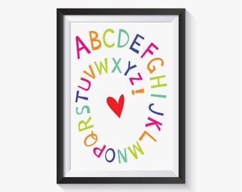 Pirate ABC Alphabet Poster print 11 x 14 inches Baby nursery