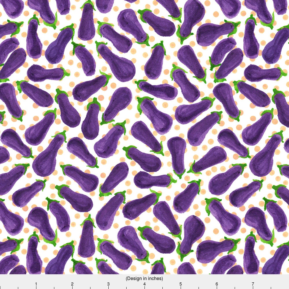 Watercolor Eggplant Fabric Eggplants Bonanza By