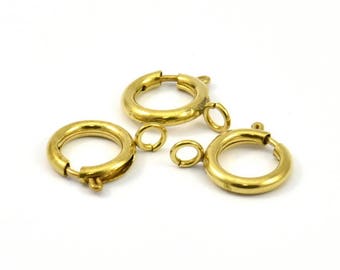 17mm Spring Ring Clasps 6 Raw Brass Round Spring Ring Clasps