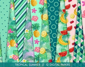 Tropical Leaf Digital Papers tropical leaves gold foil