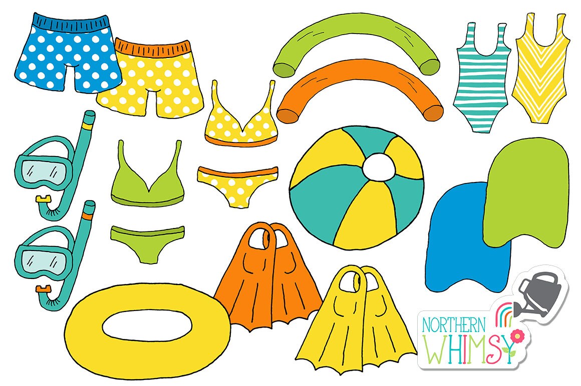 Summer Clip Art Pool / swimming themed illustrations