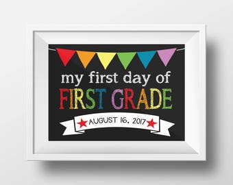 Last Day Of School First Grade Chalkboard Sign Poster Chalk