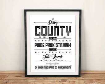 Derby County England Map Antique Copper Engraving Vintage