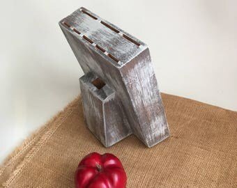 Wood knife block | Etsy