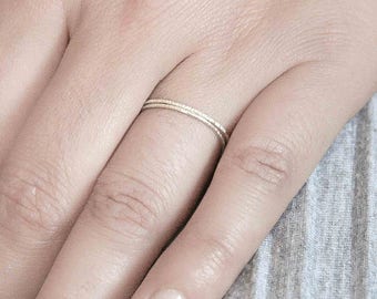 Silver and Gold Stacking Rings Set Sterling Silver Tiny Dots