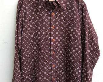 70s big collar shirt | Etsy