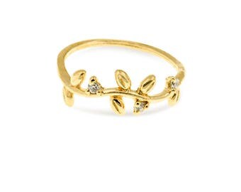 Gold leaf ring | Etsy