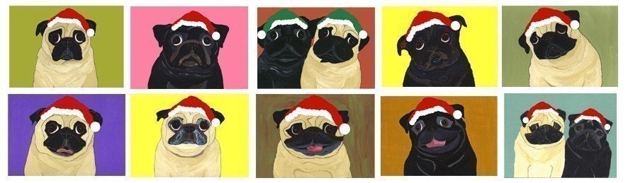 Pug holiday cards | a pug writes a book.