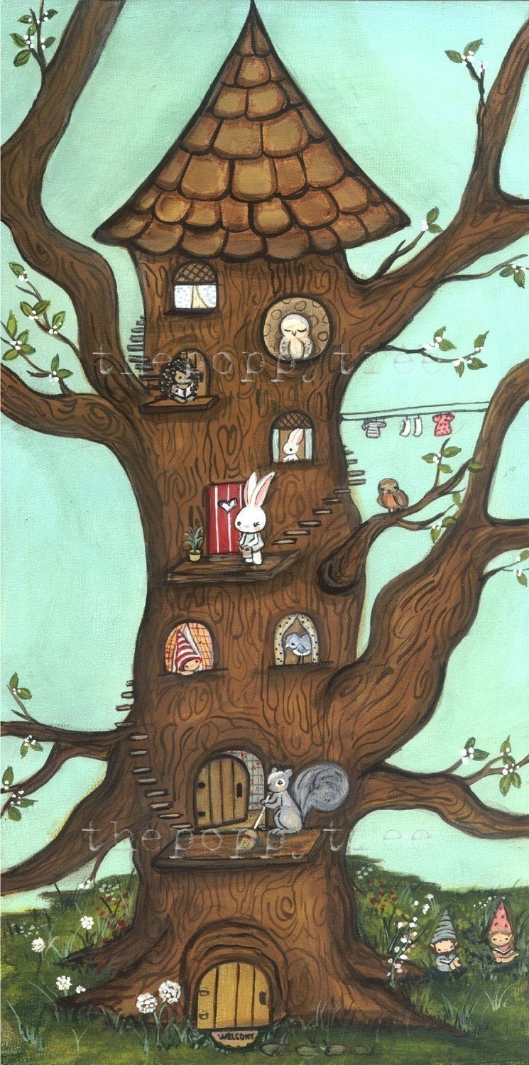 la maison de Mr lapin | Tree art, Whimsical art, Tree house drawing